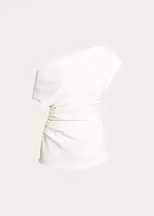 Proenza Schouler Francesca Off-The-Shoulder Short-Sleeve Blouse - White