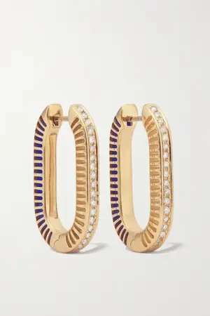 L’ATELIER NAWBAR Lock Ray Large 18-karat Lapis Lazuli, And Diamond Earrings - Gold