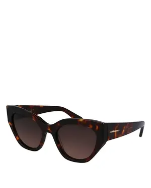 FERRAGAMO Geometric Cat Eye Sunglasses - Tortoise/brown Gradient