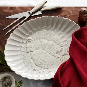 LENOX French Perle Carved Turkey Platter