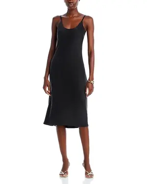 Lunya Washable Silk Bias Slip Dress - Immersed Black