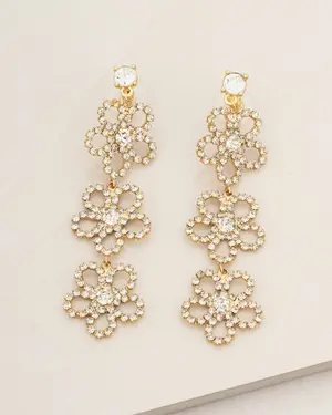 Ettika Crystal Flower Drop Earrings