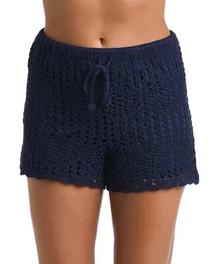La Blanca Beach Swim Cover Up Shorts - Indigo