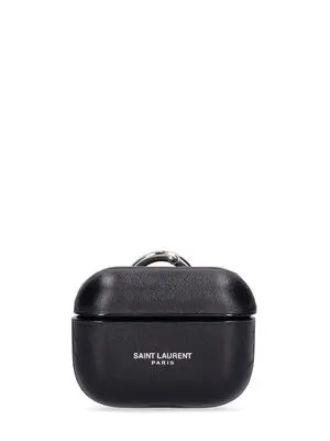 Saint Laurent Smooth Leather Airpods Pro Case - Black | Editorialist