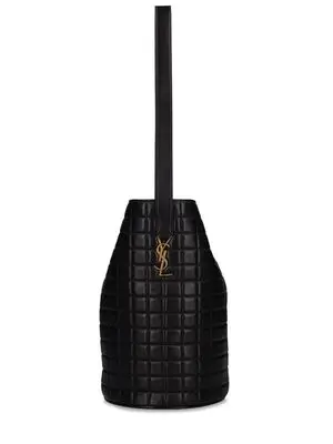 Saint Laurent Medium Cecile Leather Bucket Bag - Black