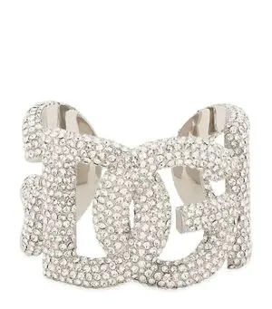 Dolce & Gabbana Embellished Dg Millennials Logo Cuff Bracelet
