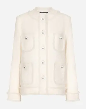 Dolce & Gabbana Single-breasted Raschel Tweed Jacket - White