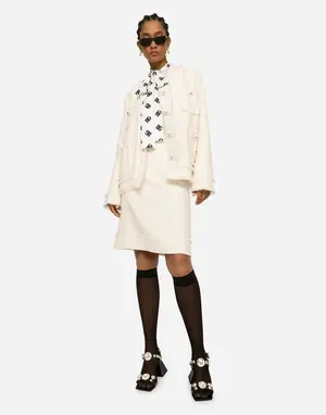 Dolce & Gabbana Single-breasted Raschel Tweed Jacket - White