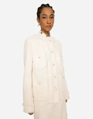 Dolce & Gabbana Single-breasted Raschel Tweed Jacket - White