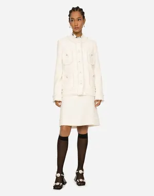 Dolce & Gabbana Single-breasted Raschel Tweed Jacket - White