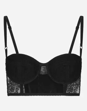 Dolce & Gabbana Lace Balconette Corset With Straps - Black
