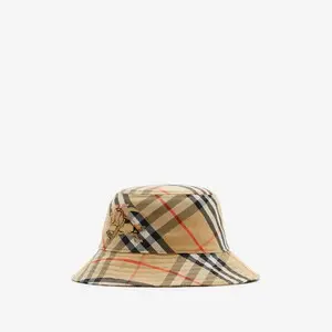 Burberry Check Equestrian Bucket Hat - Sand