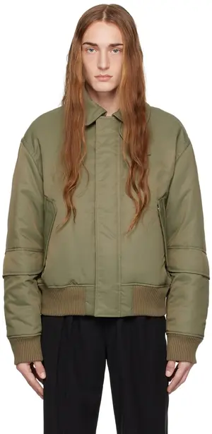 Helmut Lang Helmut Lang Khaki Relaxed Bomber Jacket - Oakmoss
