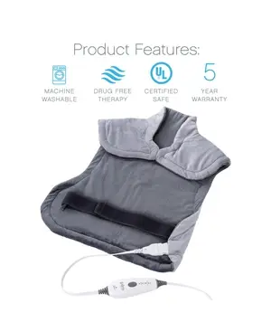 PURE ENRICHMENT Purerelief Extra Long Back & Neck Heating Pad - Gray