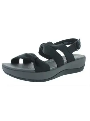 Clarks Arla Womens Faux Leather Slides Flipflops - Black