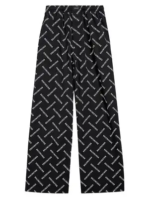 Balenciaga Men's Bal Diagonal Allover Pyjama Pants - Black  - Black