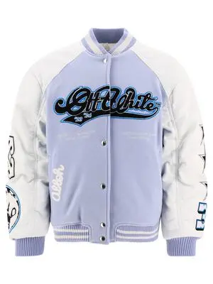 Off-White "moon" Varsity Bomber Jacket - Blue