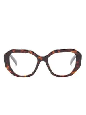 Prada Geometric Frame Glasses - Brown