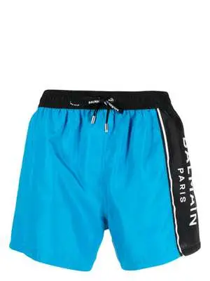 Balmain Logo-print Drawstring Swim Shorts - Blue