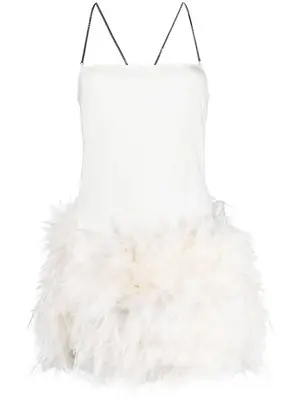 Attico Fujiko Feather-trimmed Minidress - White