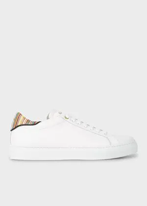 Paul Smith Leather Sneakers With Signature Stripe Heel - White