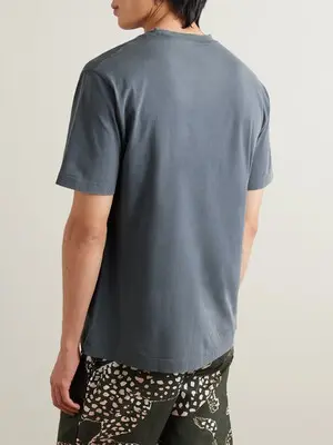 Desmond & Dempsey Embroidered Cotton-jersey Pyjama T-shirt S