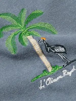 Desmond & Dempsey Embroidered Cotton-jersey Pyjama T-shirt S