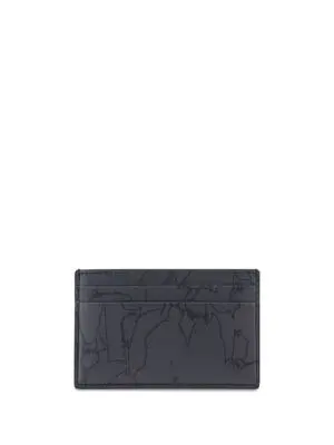 Alexander McQueen Graffiti Leather Card Holder - Black