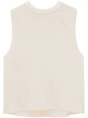 Saint Laurent Round-neck Silk Top - Neutrals