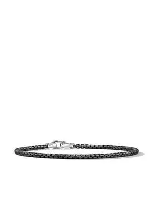 David Yurman Sterling Silver Box Chain Bracelet - Black