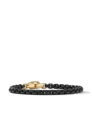 David Yurman 14kt Yellow Gold Box Chain Bracelet - Black