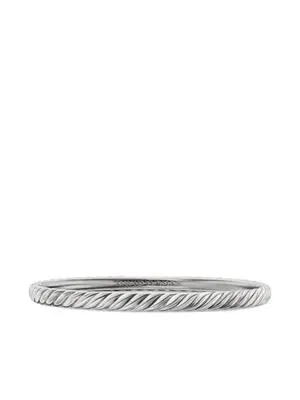 David Yurman 18kt White Gold Cable Bangle Bracelet - Silver