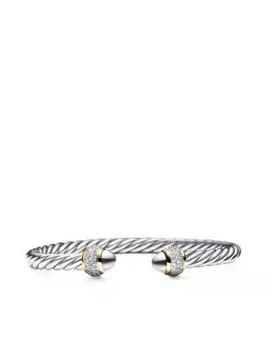 David Yurman 18kt Yellow Gold And Sterling Cable Bracelet - Silver