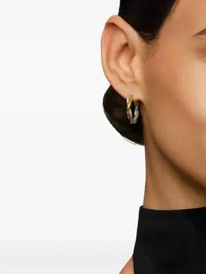David Yurman 14kt Yellow Gold And Sterling Petite Infinity Hoop Earrings - Silver