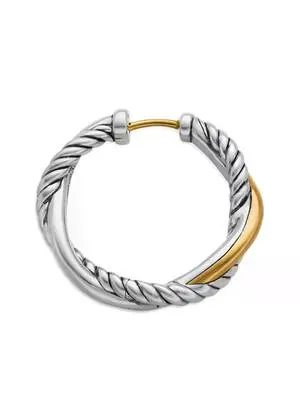 David Yurman 14kt Yellow Gold And Sterling Petite Infinity Hoop Earrings - Silver