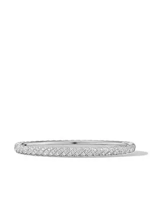 David Yurman David Yurman 18kt White Gold Diamond Bangle Bracelet Silver