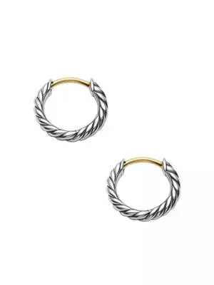 David Yurman Sterling Sculpted Cable Micro Huggie Hoop Earrings - Silver