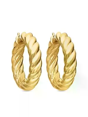 David Yurman 18kt Yellow Cable Hoop Earrings - Gold