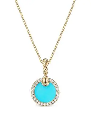 David Yurman 18k Yellow Petite Dy Elements Turquoise Diamond Necklace