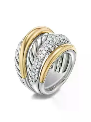 David Yurman 18kt Yellow Gold And Sterling Dy Mercer Diamond Ring - Silver