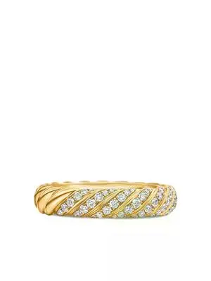 David Yurman 18kt Yellow Sculpted Cable Diamond Band Ring