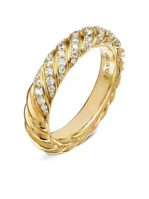David Yurman 18kt Yellow Sculpted Cable Diamond Band Ring
