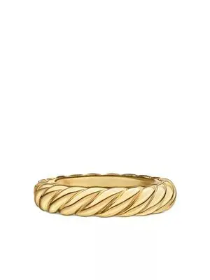 David Yurman 18kt Yellow Sculpted Cable Diamond Band Ring