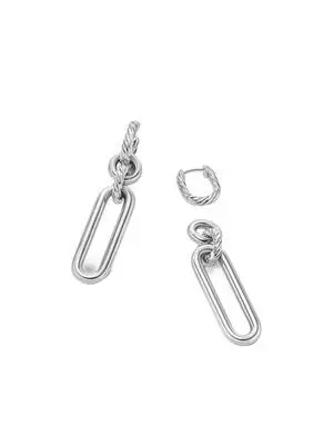 David Yurman Sterling Lexington Double Link Drop Earrings - Silver