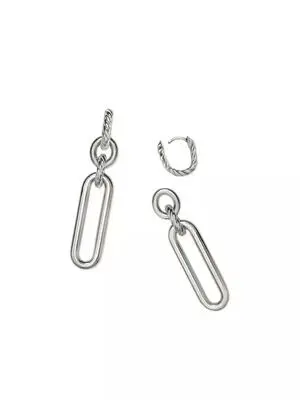 David Yurman Sterling Lexington Double Link Drop Earrings - Silver
