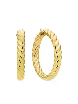 DAVID YURMAN David Yurman 18kt Yellow Gold Sculpted Cable Hoop Earrings