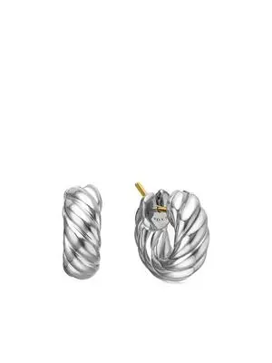 David Yurman Sterling Sculpted Cable Hoop Earrings - Silver