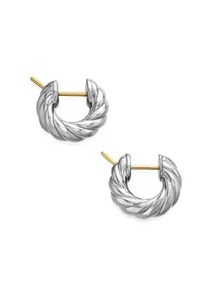 David Yurman Sterling Sculpted Cable Hoop Earrings