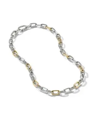 David Yurman 18kt Yellow Gold And Sterling Dy Madison Chain Necklace - Silver