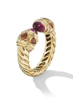 David Yurman 18kt Yellow Renaissance Rubellite And Madeira Citrine Ring - Gold